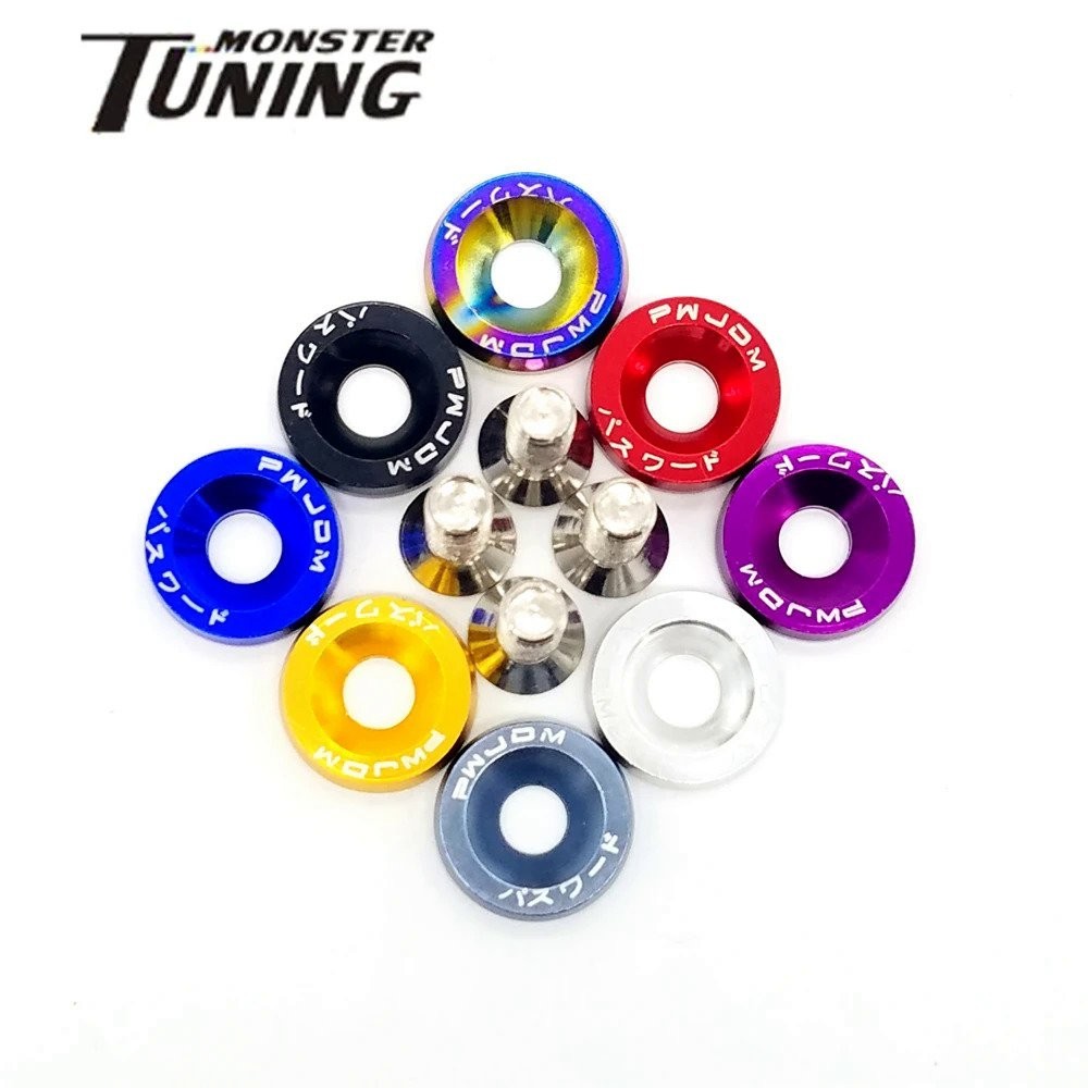 10 PCS M6 JDM Car Modified Washer Bumper Engine Concave Screw Fender ...