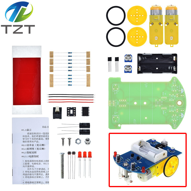 ★D2-1 DIY Kit Intelligent Tracking Line Smart Car Kit TT Motor ...