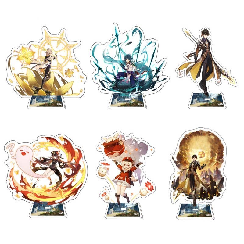 ☽Genshin Impact Characters Stand Model Plate Mona Xiao Ganyu Tartaglia ...