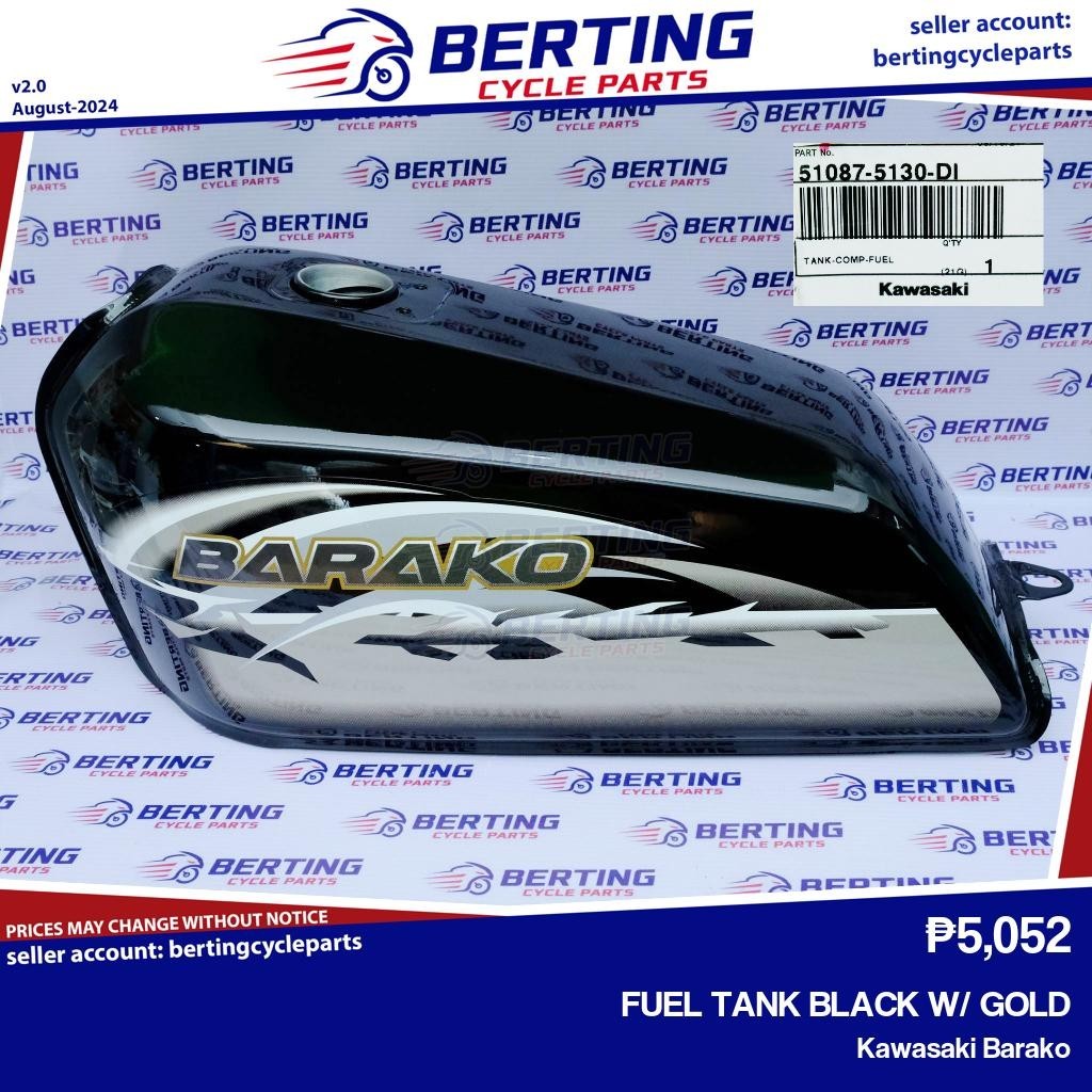 FUEL TANK BLACK W/ GOLD Kawasaki Barako Genuine 51087-5130-DI | Shopee ...