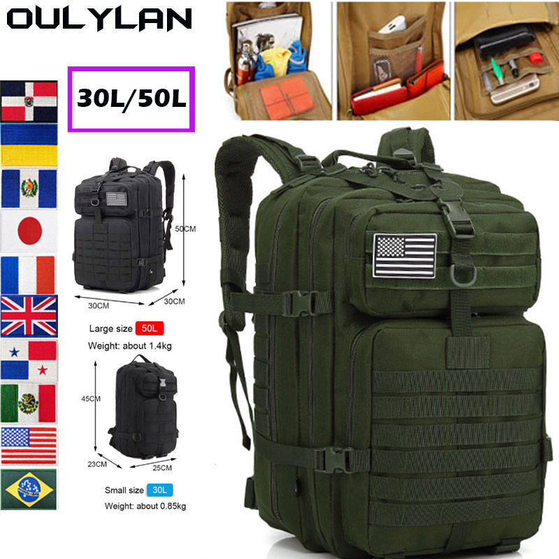 30L/50L Large Capacity Camping Rucksack Men Army Tactical Backpack ...