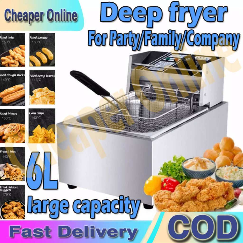 6L high capacity Deep fryer Heavy Duty fried cylinder Electric ...
