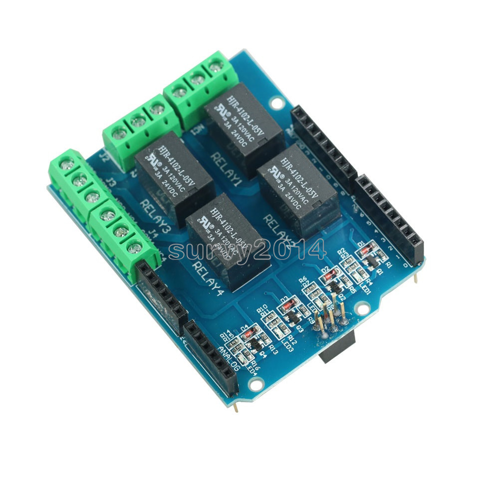 ⋌4 Channel 5V Relay Shield Module Four Channel Relay Control Expansion ...