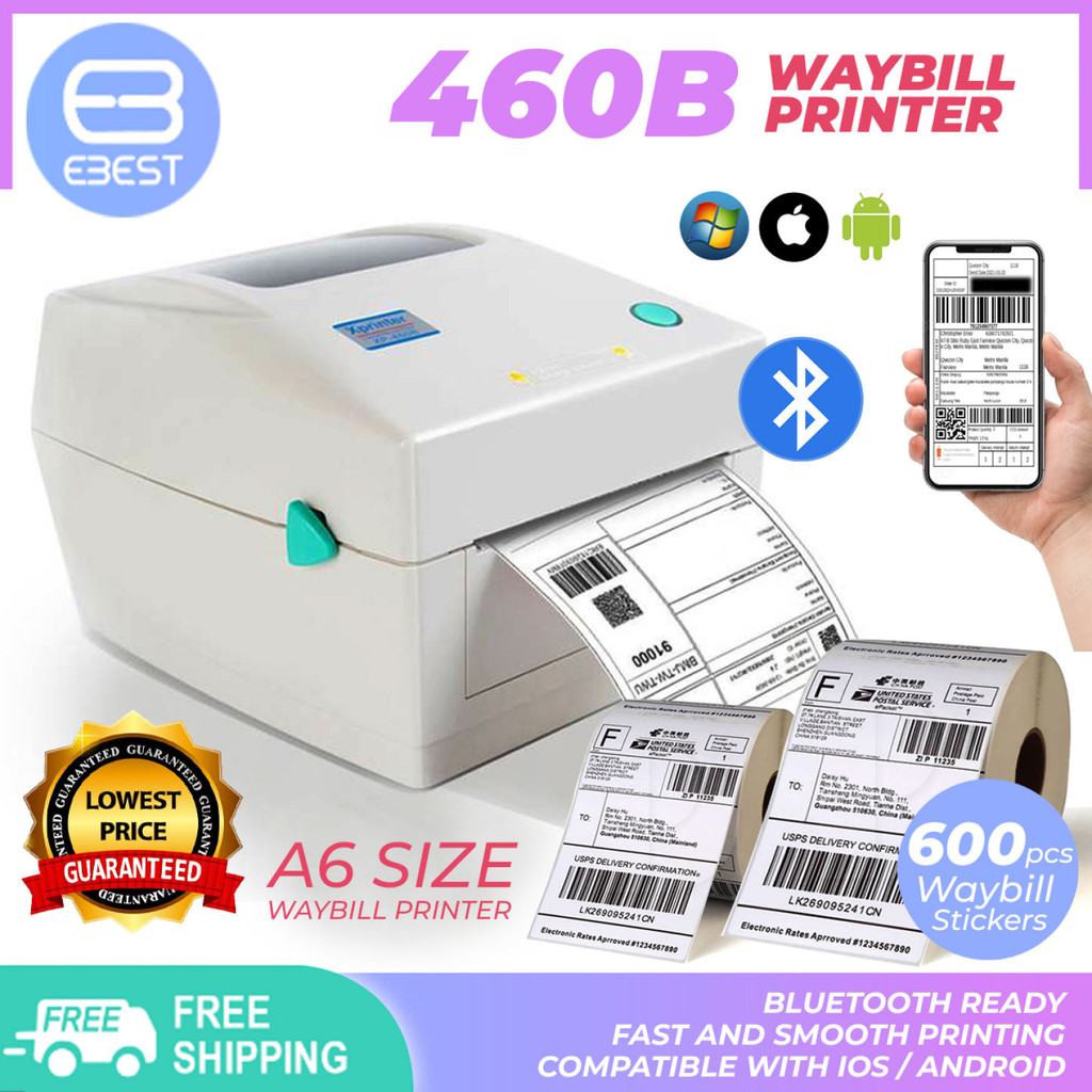 XP-460B A6 Size Thermal Waybill Sticker Printer USB Bluetooth Heavy ...