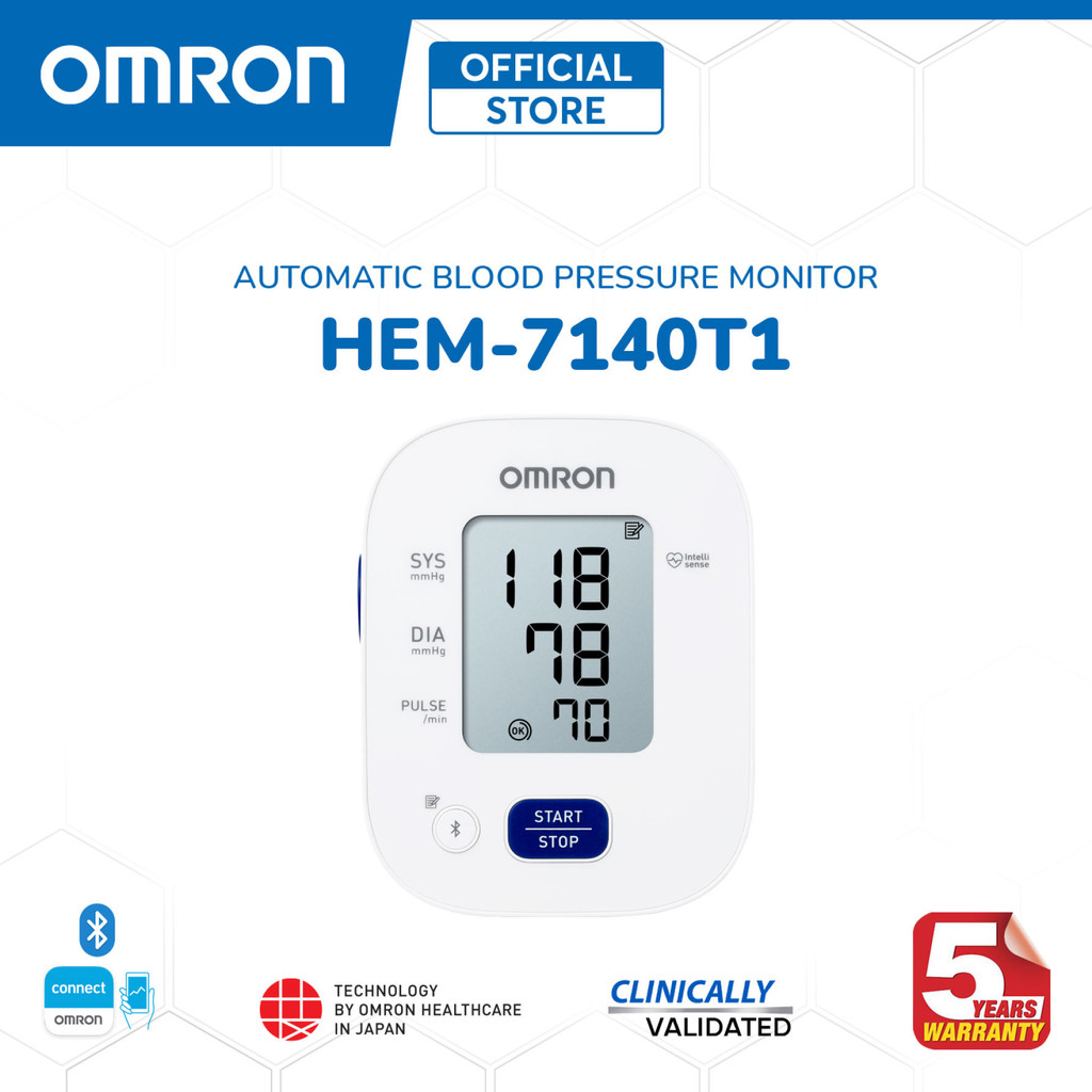 Omron HEM-7140T1 Automatic Upper Arm Blood Pressure Monitor BPM Digital with Bluetooth | Shopee ...