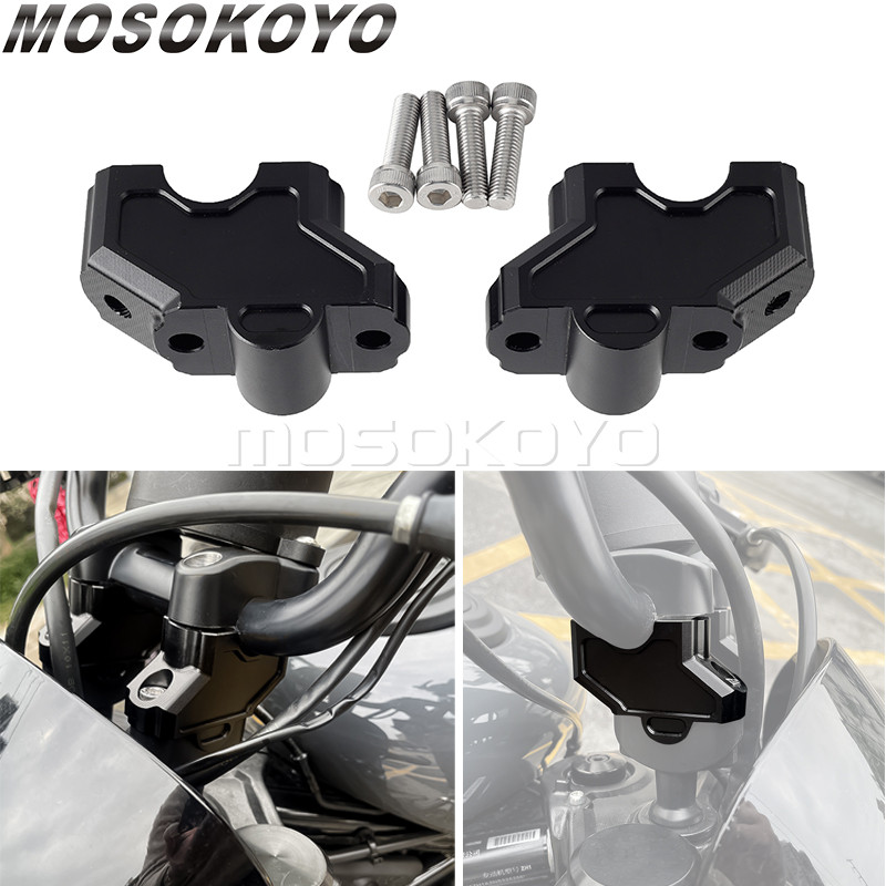 ~Aluminum 2\" Rise Handlebar Riser 1\" Bar Heighten Block Extension Kit ...