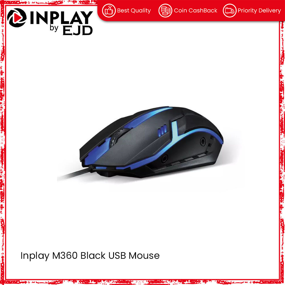 Inplay M360 Black USB Mouse | Super Fast Scroll | Inplay by EJD | Shopee Philippines