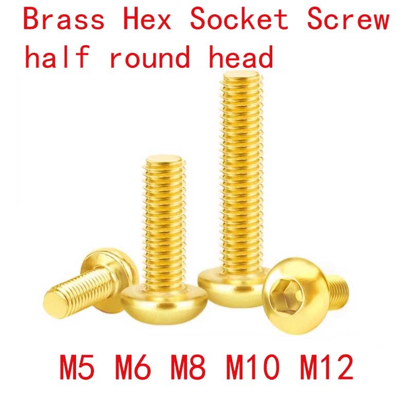 웃M5 M6 M8 M10 M12 Brass Allen Screws Bolt Hexagon Socket Half Round ...