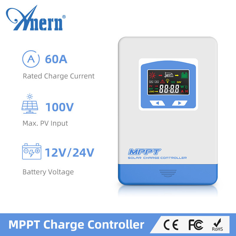 ☃Anern MPPT 60A Solar Charge Controller Solar Panels Regulator 12V 24V ...