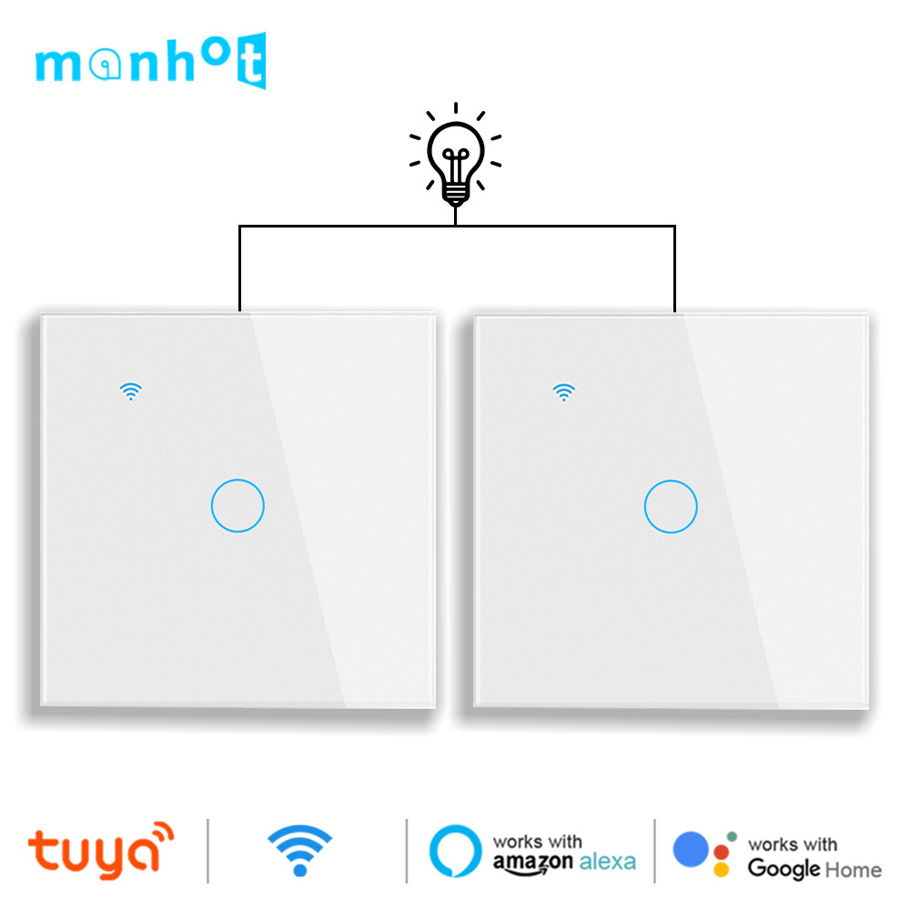 Tuya Smart Wifi Switch 1 Gang 2 Way EU Touch Glass Panel Stair Cross ...