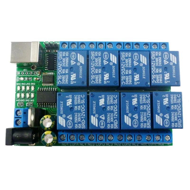 UD23A08 USB RS232 TTL UART Relay Module 8CH DC 24V 12V 5V PC MCU ...