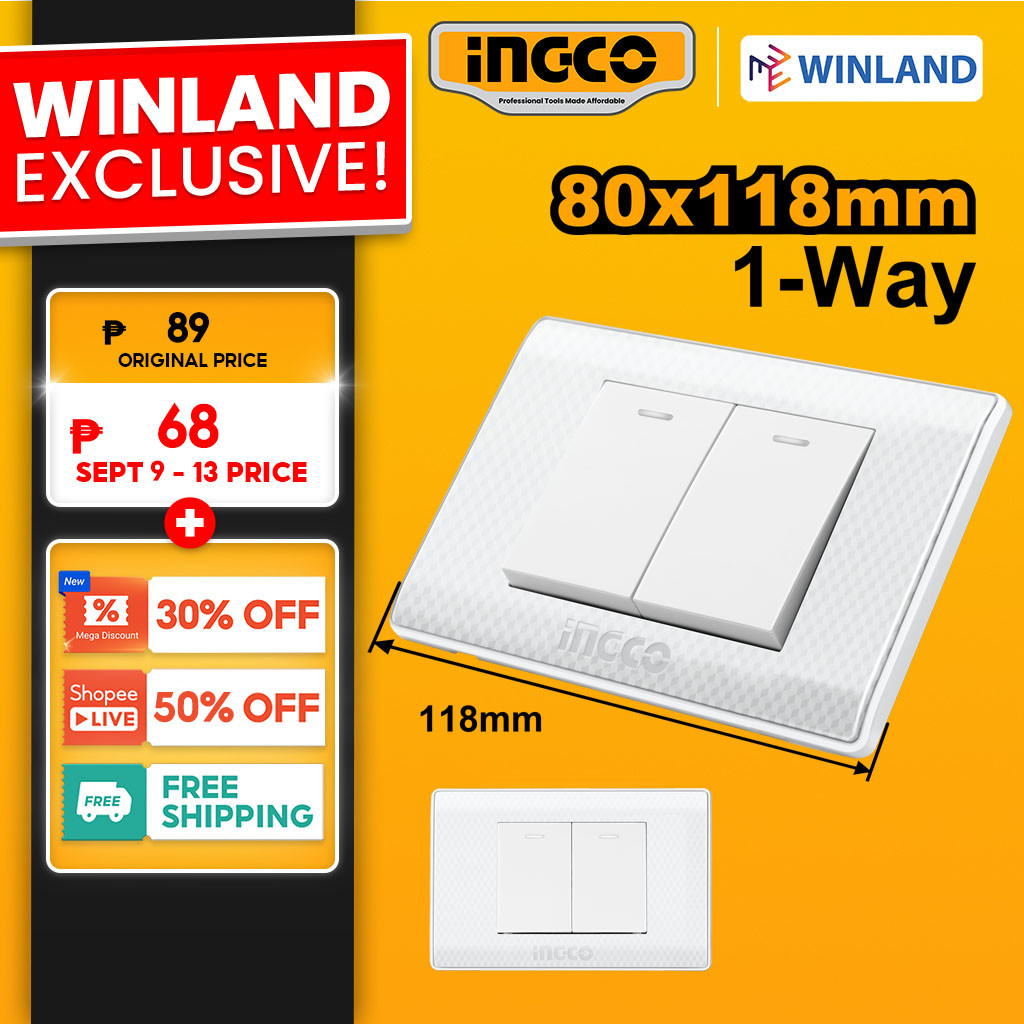 Ingco by Winland 2-Gang 1-Way Universal Switch Outlet 250V~ | 50/60Hz ...