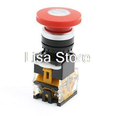 ⚖DPST NO NC Red Mushroom Latching Emergency Stop Push Button Switch ...