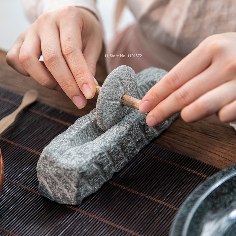 Bluestone Mill Tea Mill Small Stone Mortar Tamping Mortar Roller Tea ...