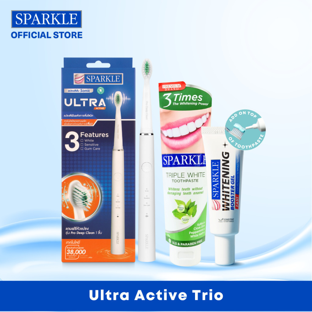 SPARKLE Ultra Active Trio (Ultra Active Toothbrush, Toothpaste, Booster ...