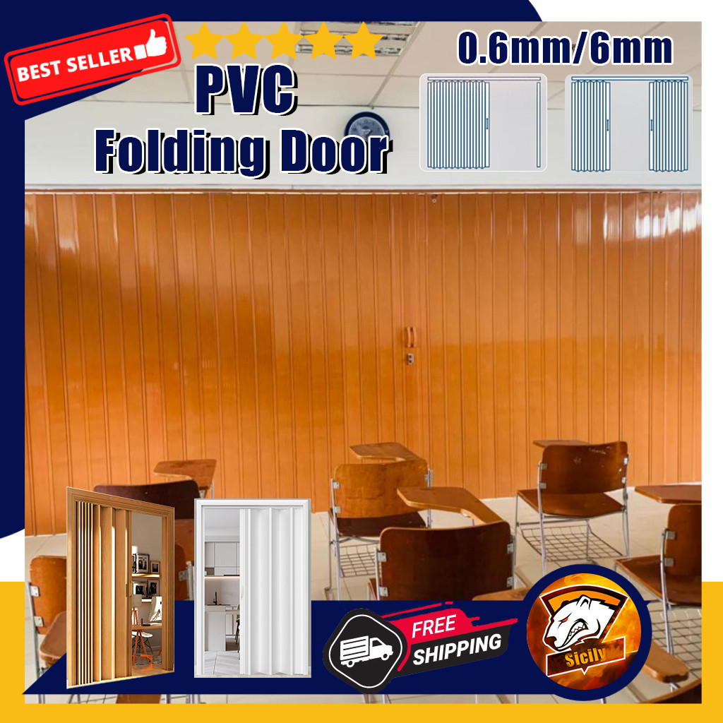PVC folding door accordion household sliding door partition wall panel ...
