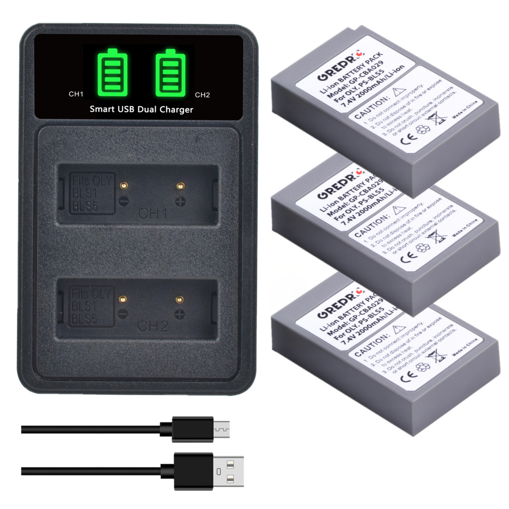 BLS-50 BLS-5 Battery and Charger for Olympus OM-D E-M10 Mark II, E-PL1s ...