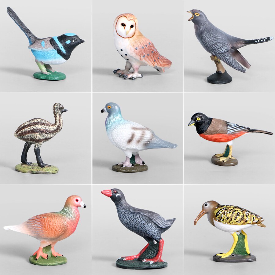 Hand Painted PVC Simulation Figurine Birds Models,Parrot, Pigeon, Eagle ...