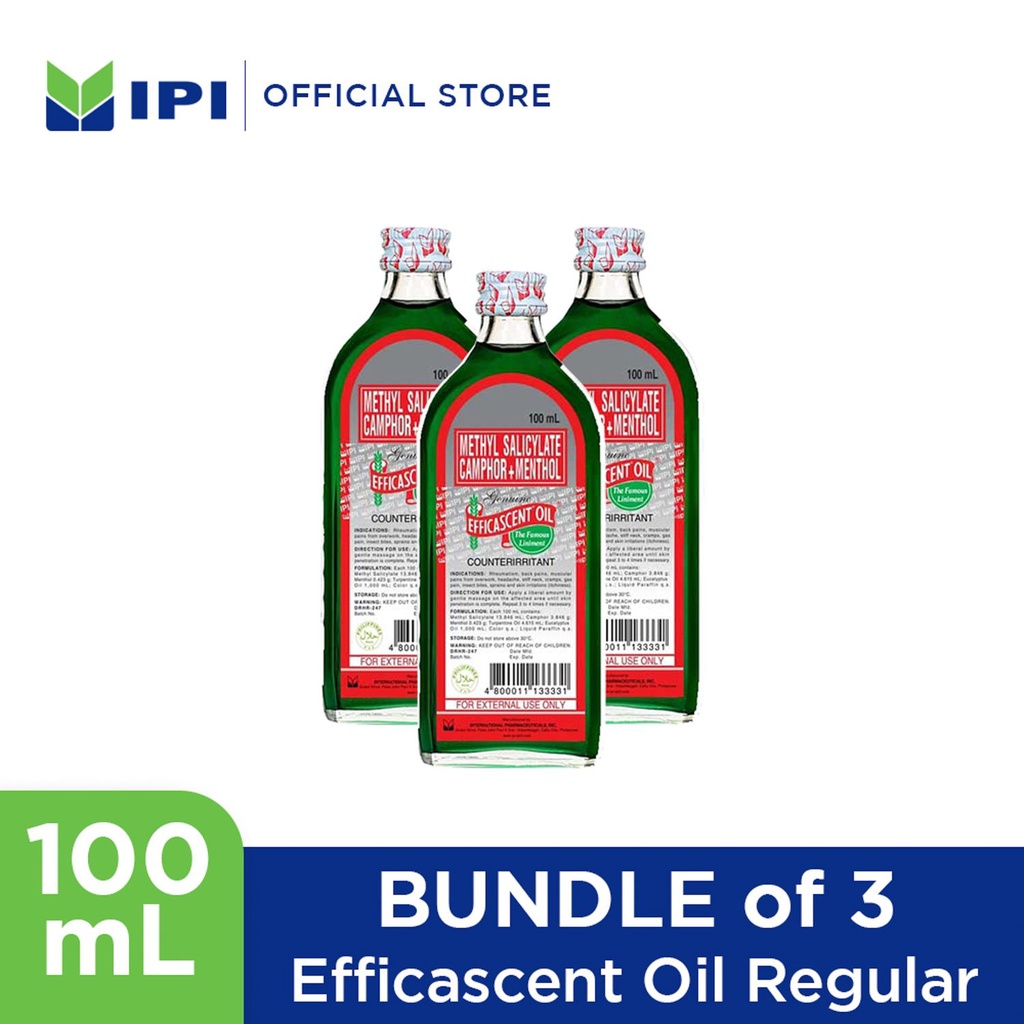 Efficascent Oil Regular 100ml [Bundle of 3] | Shopee Philippines
