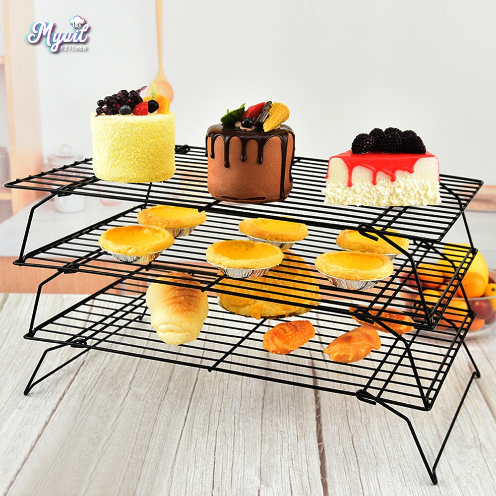 Non Stick Wire Grid Baking Tray Cake Cooling Rack Stainless Steel Oven ...