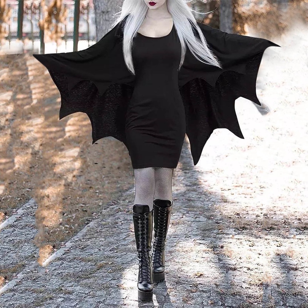 Black Batwing Gothic Dress Halloween Cosplay Costume Aesthetic Goth Dresses Women Goth Outfits ...