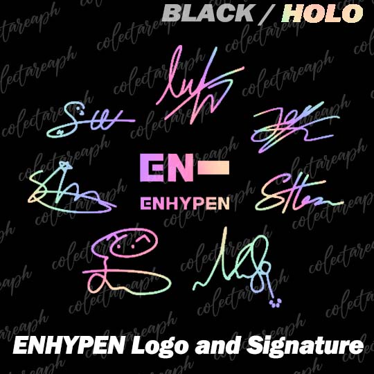 ENHYPEN Logo and Signature Black or Holographic Vinyl Sticker | Shopee ...