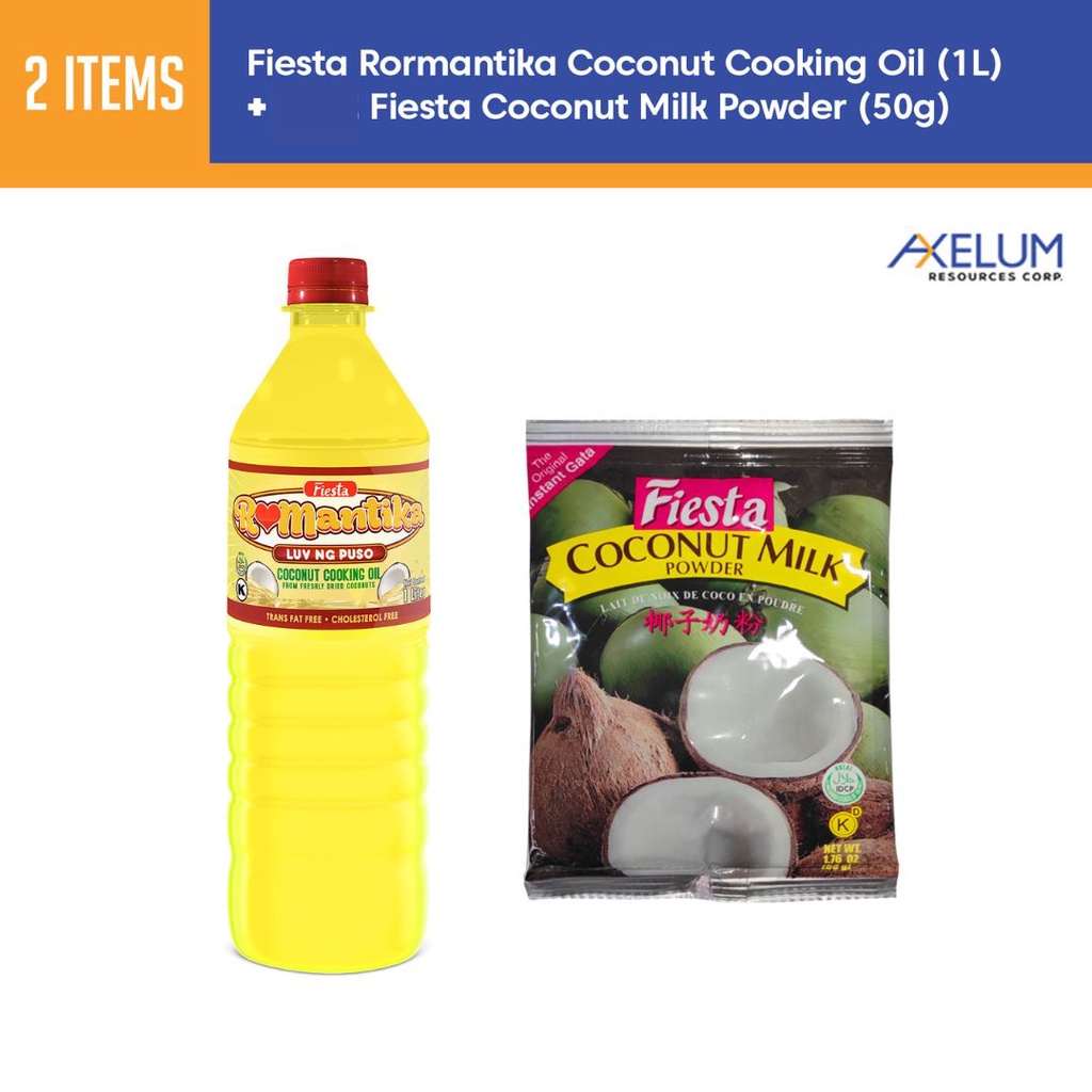 Fiesta Romantika Coconut Cooking Oil 1L + Fiesta Coconut Milk Powder ...