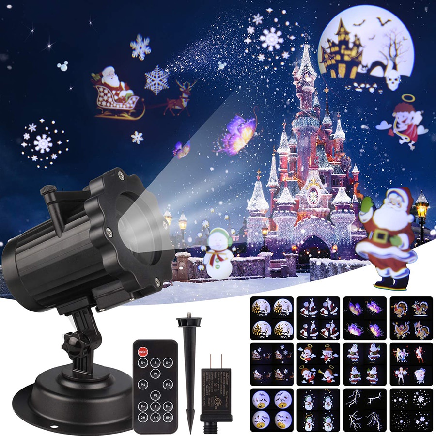Christmas Laser Projector Animation Effect Stage Spotlight 12 Patterns ...