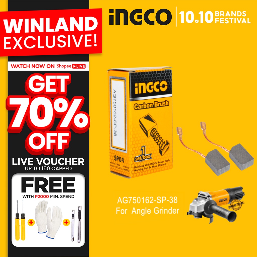 INGCO by Winland Carbon Brush SOLD PER PAIR (SPARE PART / REPLACEMENT ...