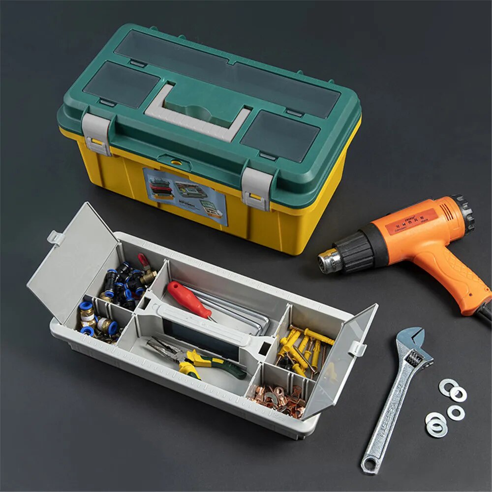 New Double-layered Tool Box with Lid Dividers Tool Organizer Storage ...