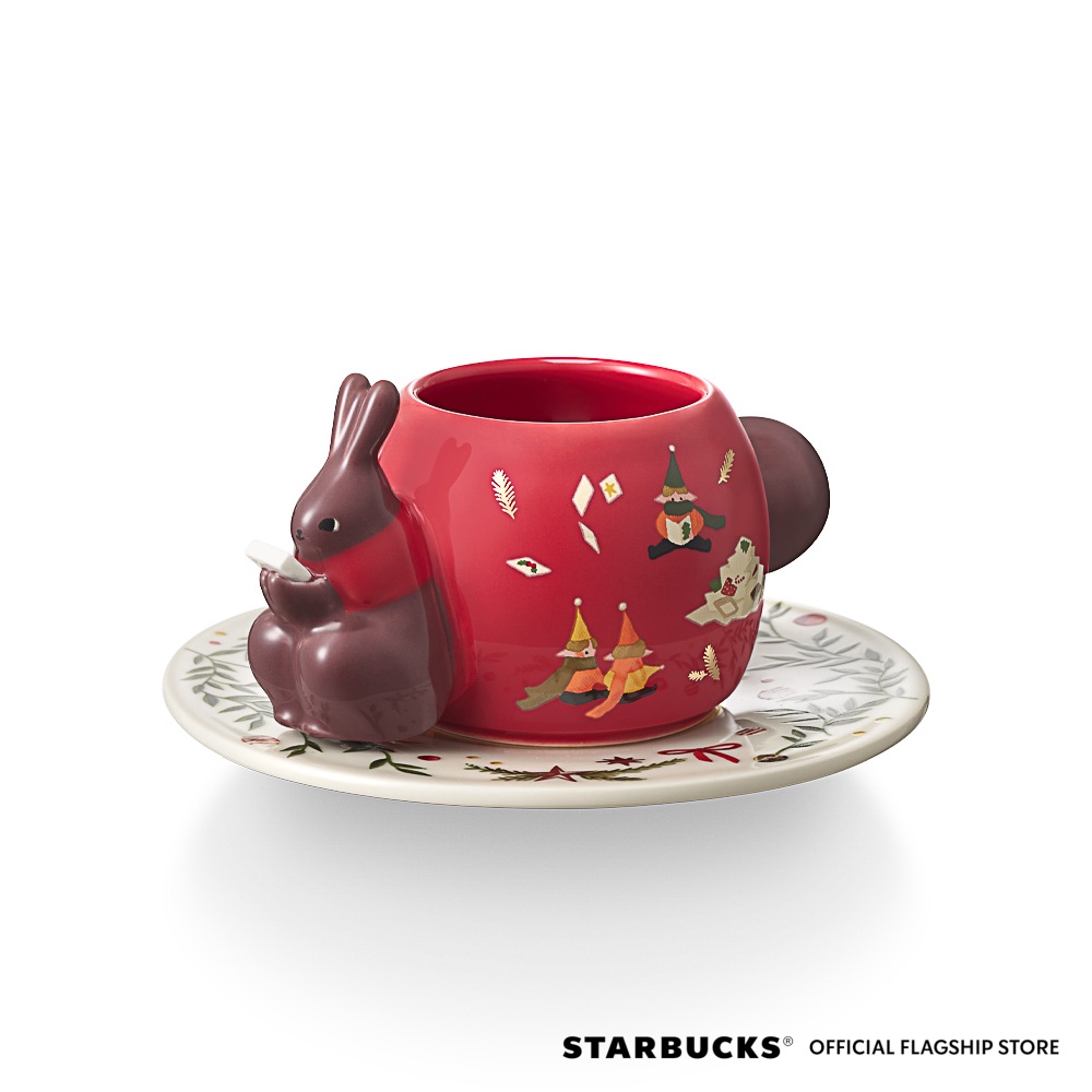 Starbucks 3oz Mug Rabbit Holiday with Wreath Saucer BlissfulHomecoming ...