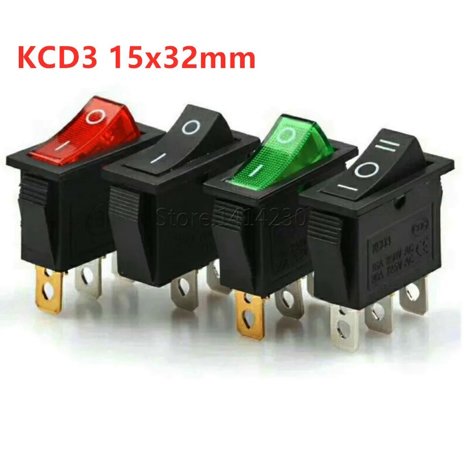 KCD3 Rocker Switch 16A 250V 20A 125VAC 2Pin/3Pin ON-OFF ON-OFF-ON 2 ...