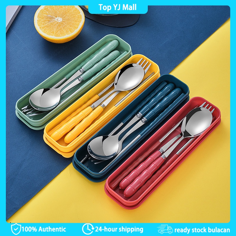 3pcs/set Stainless Steel Cutlery Set Spoon Fork Chopsticks Set With Box ...