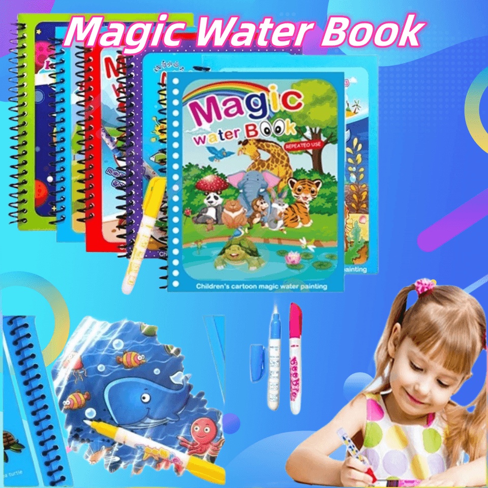 NEW Magic Water Book Reusable Magic Coloring Book Kids Drawing Book ...