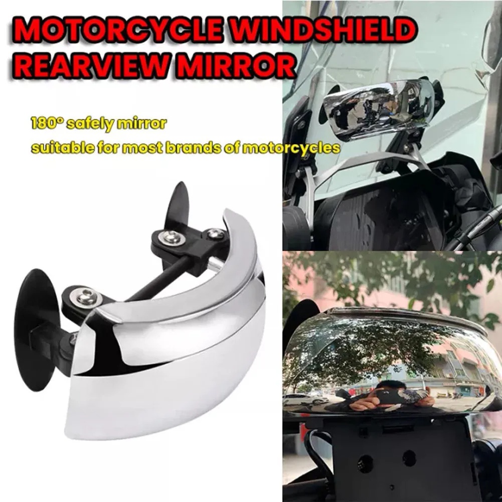 Motorcycle Windshield Wide Angle Rearview Mirror 180° Blind Spot Mirror ...