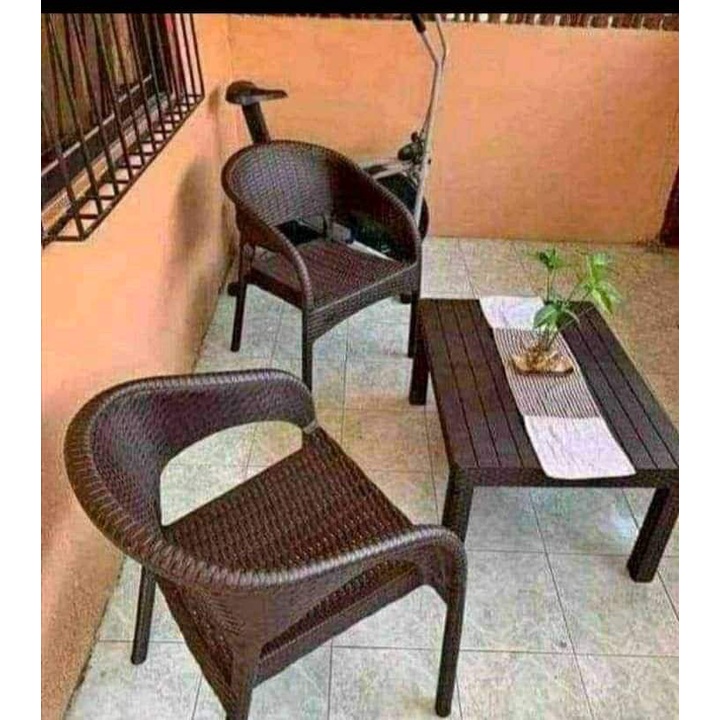 ♤2 ARM CHAIR W/ 1 COFFEE TABLE RATTAN STYLE SET | Shopee Philippines