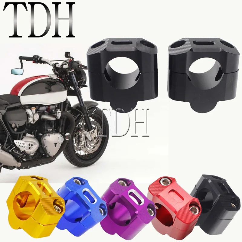 ~Motorcycle Enduro Fat Bar Clamp 28mm 1-1/8\" Handlebar Heighten Riser Bar Clamp Mount for Suzu ...