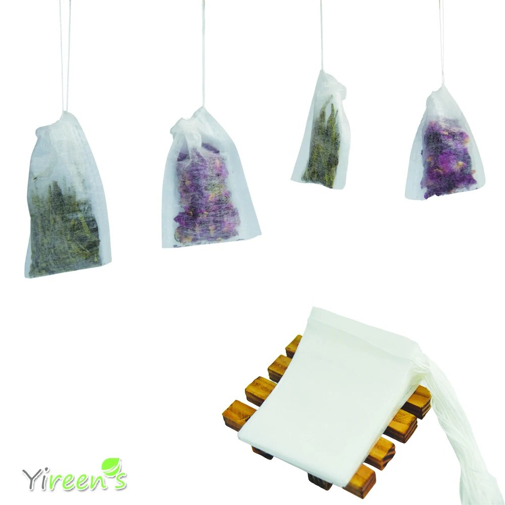 ☚80 X 100mm 10000pcs Disposable Corn Fiber Empty Pouch With String Tea ...