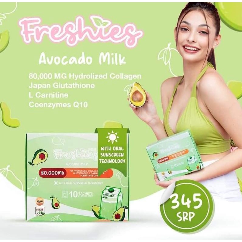 Freshies Avocado Milk Collagen + Gluta Drink by Juju Glow 10 Sachets ...