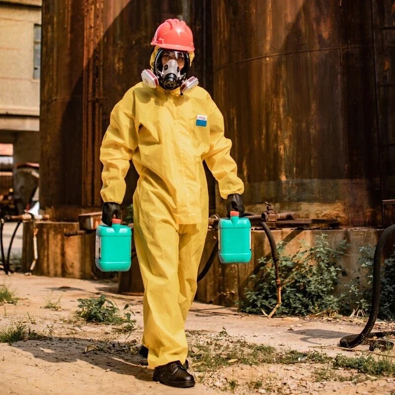 One Piece Chemical Protective Clothing Work Coverall Hazardous Chemical ...