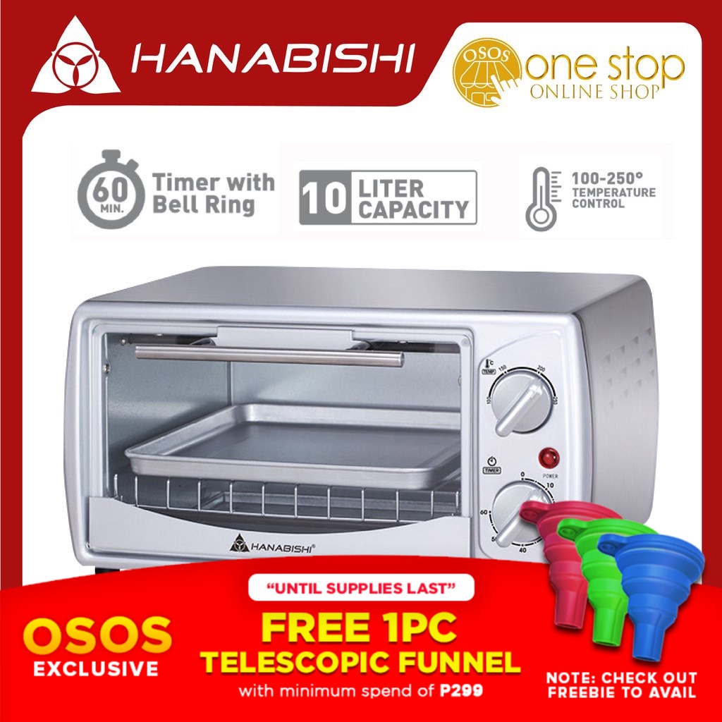 Hanabishi Original Stainless Steel Oven Toaster 10L Capacity Pizza Oven ...