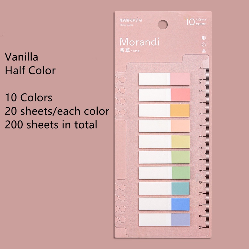 Oumi 200pcs Morandi Labeled Post-it Notes Index Sticker | Shopee ...
