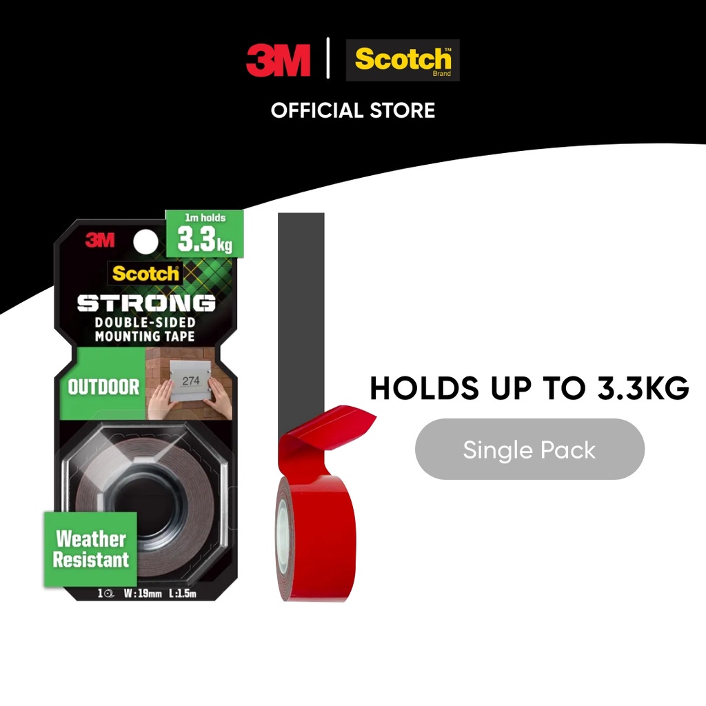 3M™ Scotch® Outdoor Weather Resistant Double Sided Mounting Tape, 1pc/pack, 19mm x 1.5m | Shopee ...