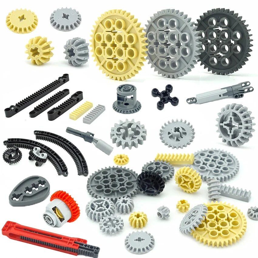MOC Technical Gear Axle Bricks Parts Worm Rack Conector Train Car Crane ...
