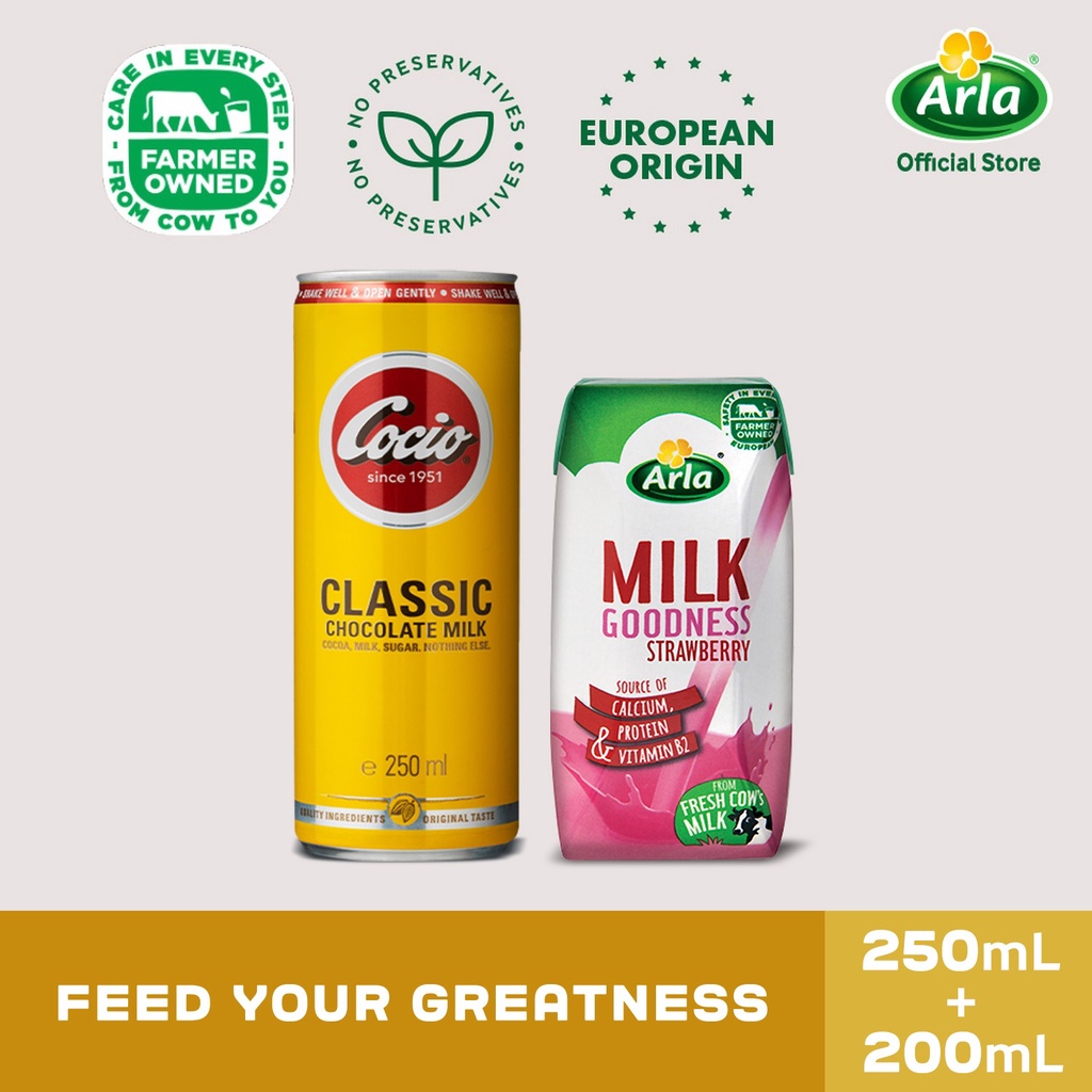 Cocio Classic in Can 250ml and Arla Strawberry Milk 200ml Bundle | Shopee Philippines