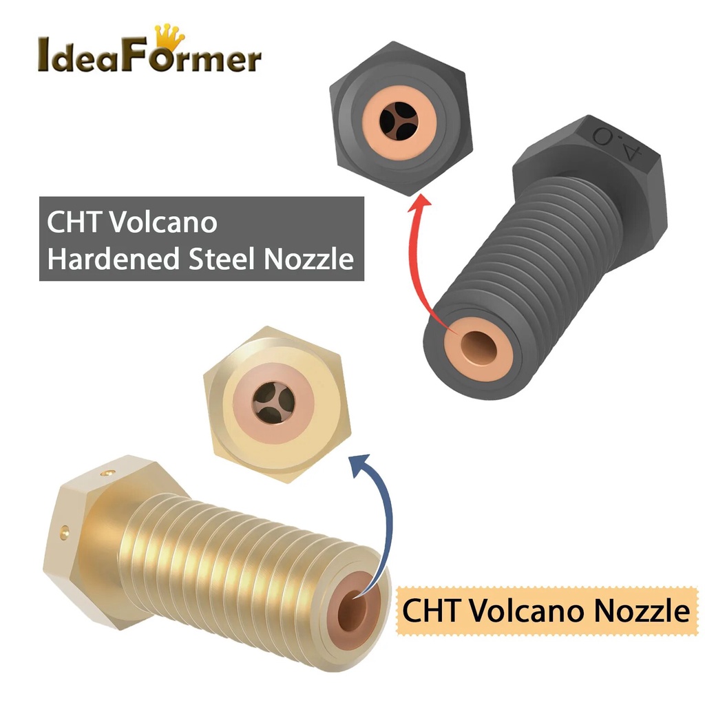 E3D Nozzle CHT Volcano Nozzle 0.2/0.3/0.4/0.6/0.8/1mm High Flow CHT Volcano Hardened Steel ...