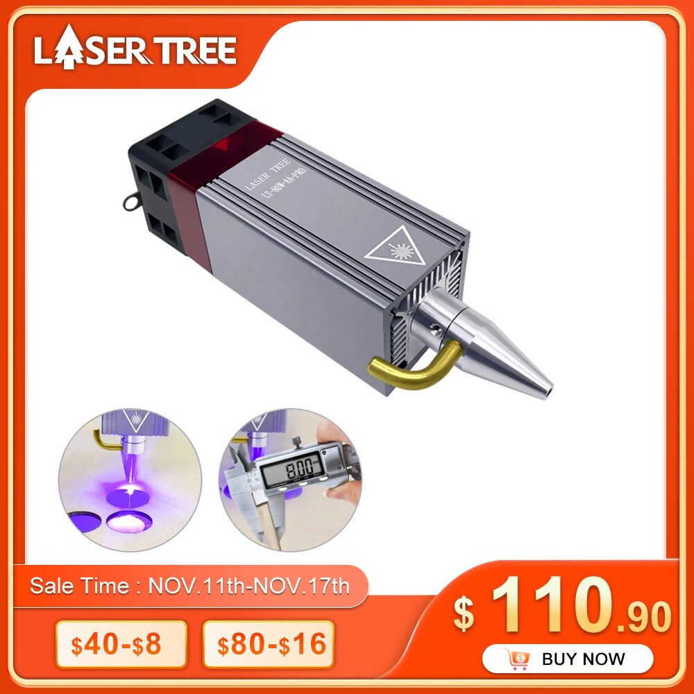 Laser Tree 80w High Power Laser Module With Air Assist Metal Nozzle Ttl