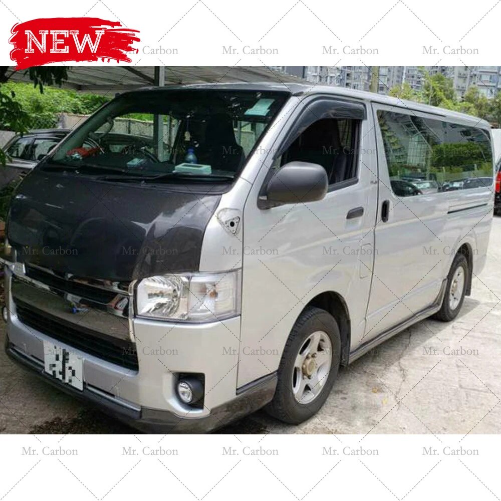 ☌FOR HIACE 200 2005-2018 MTS STYLE CARBON FIBER GLASS SIDE SKIRT TRIM ...