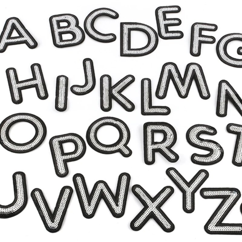 Sequin English Alphabet Patches Letter Applique 3D Iron on Letters ...