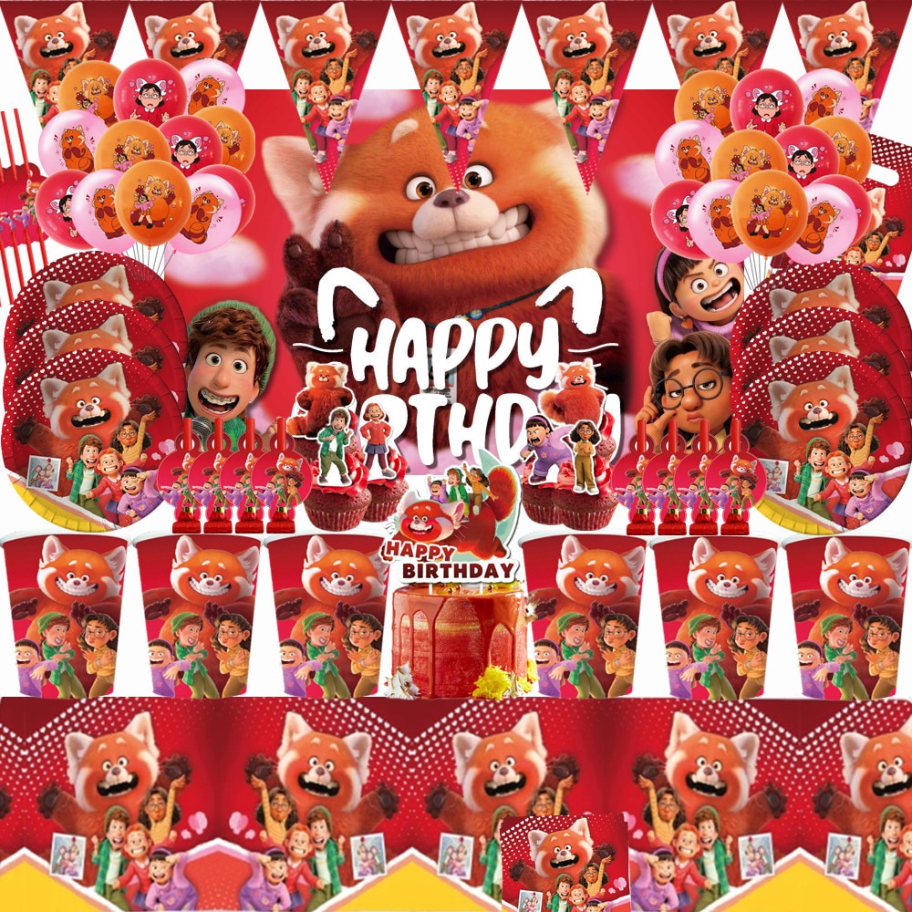 Disney Turning Red Party Supplies Paper Napkin Tablecloth Plates ...